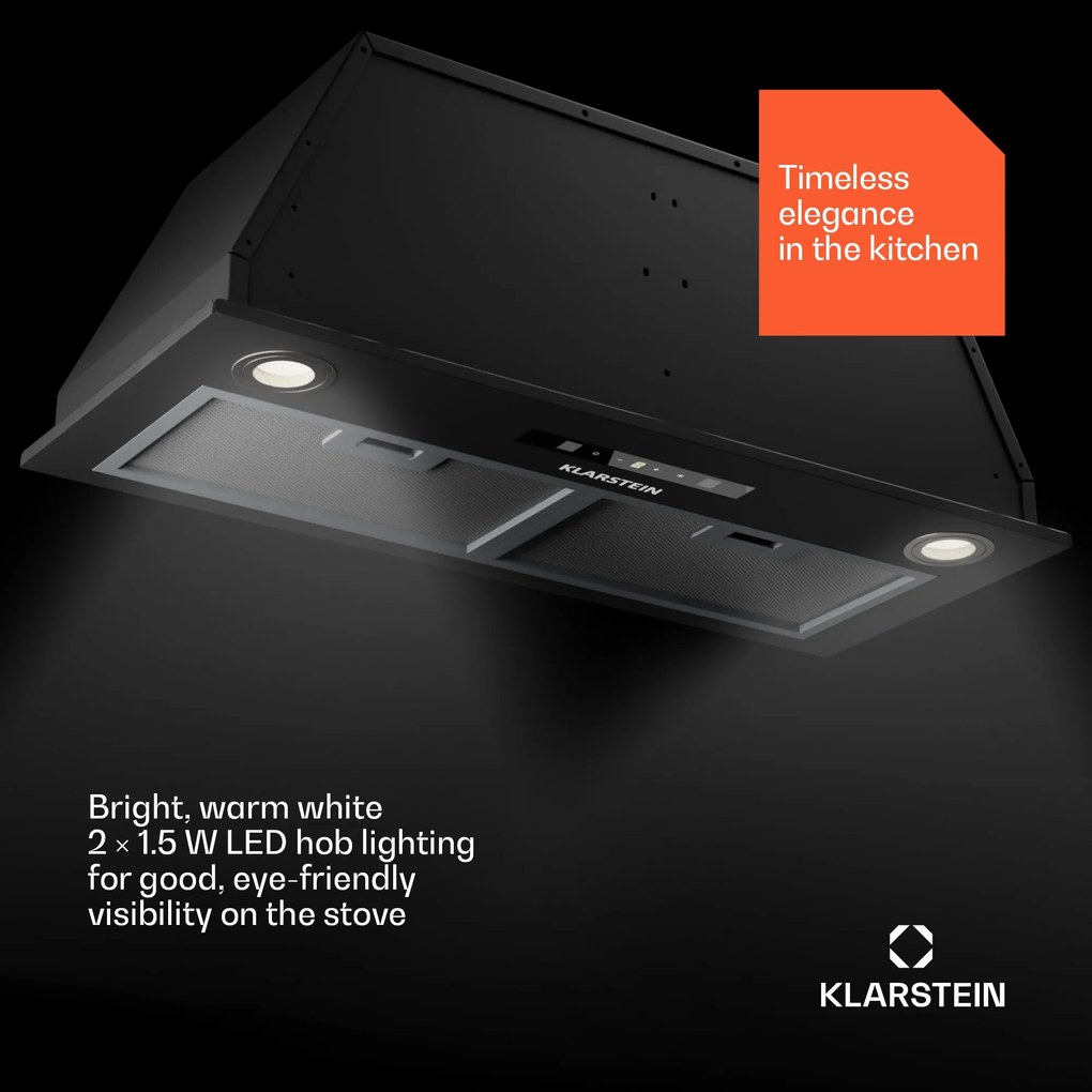 Klarstein Paolo 72, vestavná digestoř, 72 cm, 520 m³/h, LED Touch, A++