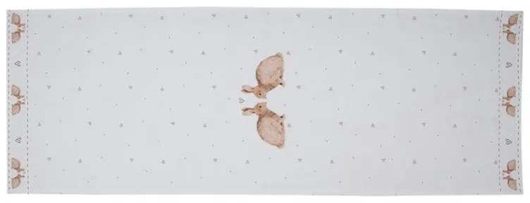 Bílý bavlněný běhoun se vzorem králíčků Bunnies in Love – 50x140 cm