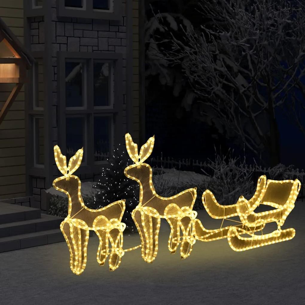 vidaXL Vánoční světelná dekorace vyplétaní 2 sobi se sáněmi 648 LED [289974] Barva: Teplá bílá