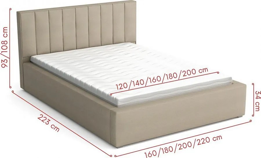 Casarredo - Komfort nábytek Čalouněná postel LUCINI 140x200, výběr látek | potah: madryt 9320