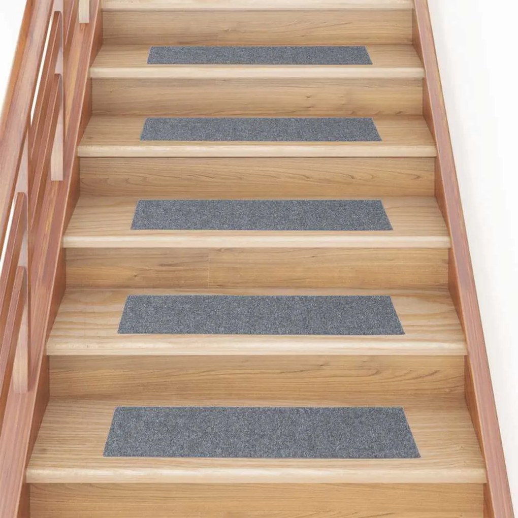 Schodové rohože samolepicí 15 ks 76 x 20 cm světle šedé obdélníkové 326927