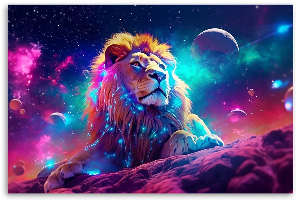 Gario Obraz na plátně Hvězdy, planety a lev Rozměry: 60 x 40 cm