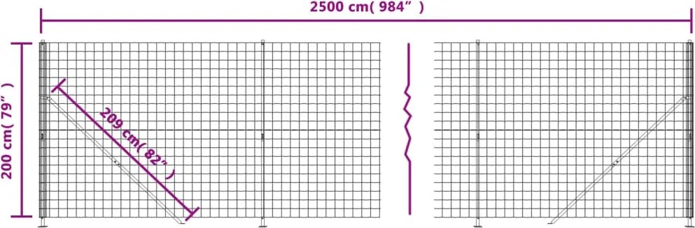 Drátěný plot s přírubami zelený 2 x 25 m 154190