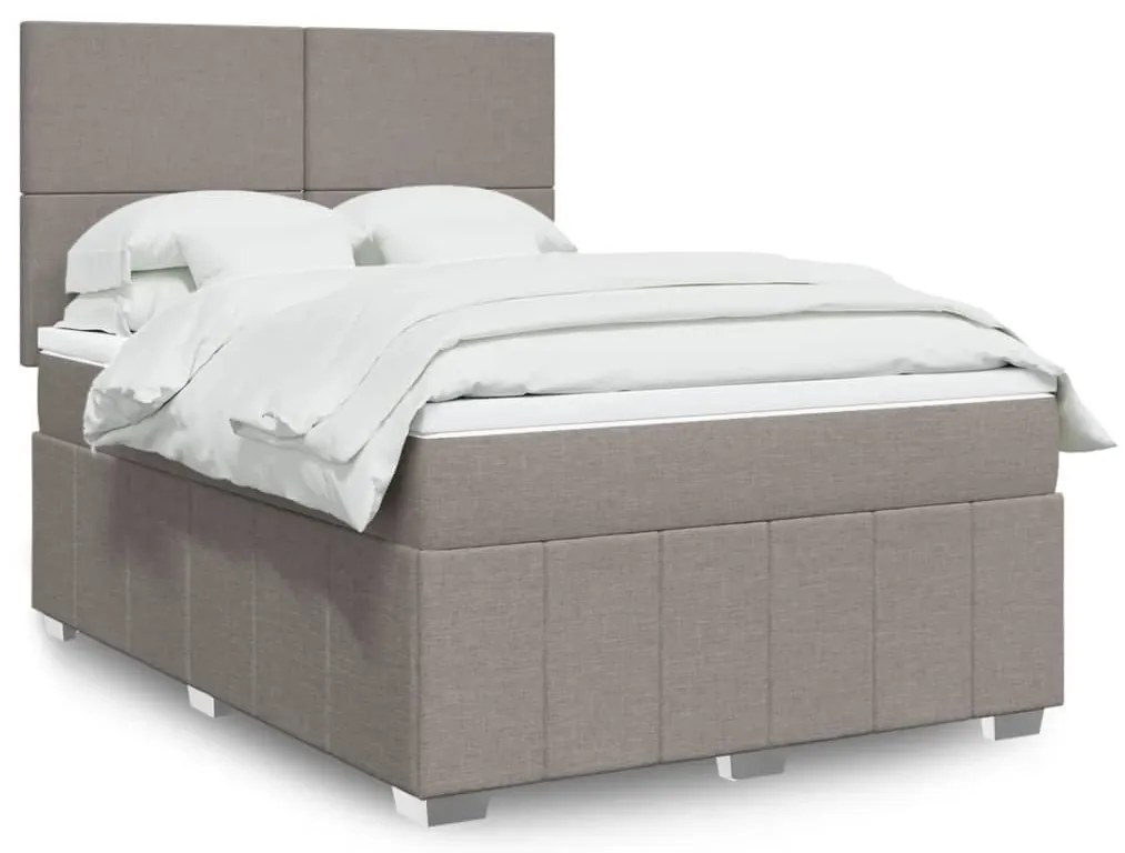 Box spring postel s matrací taupe 140x200 cm textil