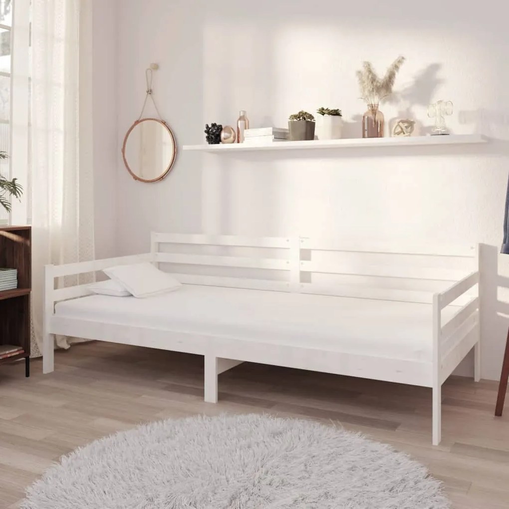 Válenda s matrací 90 x 200 cm bílá masivní borové dřevo 3083595
