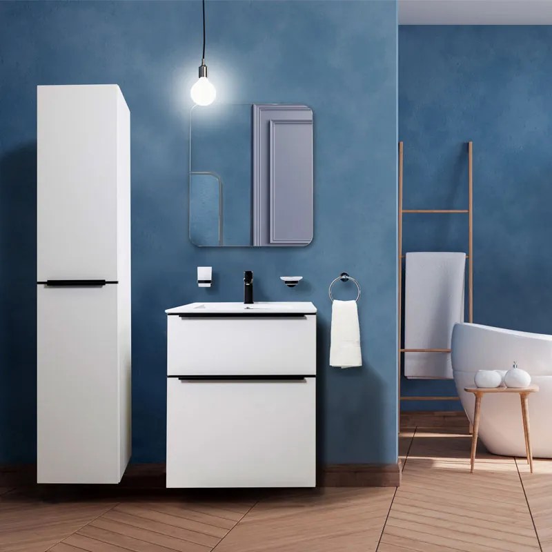 Mereo Mereo, Mailo, koupelnová skříňka s keramickým umyvadlem 101 cm, černé madlo, CN512B
