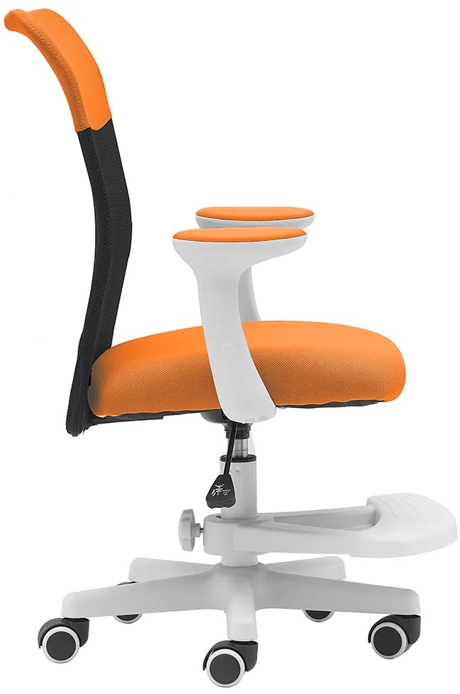 Dětská židle Neoseat MONKEY WHITE s podnoží — látka, bílá / oranžová