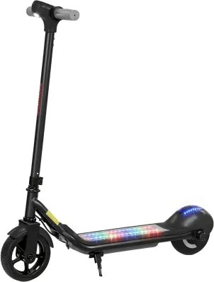 SPORTNOW dětský elektrický skútr 6-14 let, LED displej, RGB světla, kola Ø 16,5 cm, 10 km/h, start kopnutím, černá