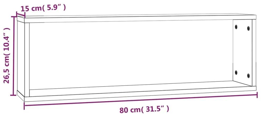 Nástěnné obdélníkové police 2 ks šedé sonoma 80 x 15 x 26,5 cm - Default Title