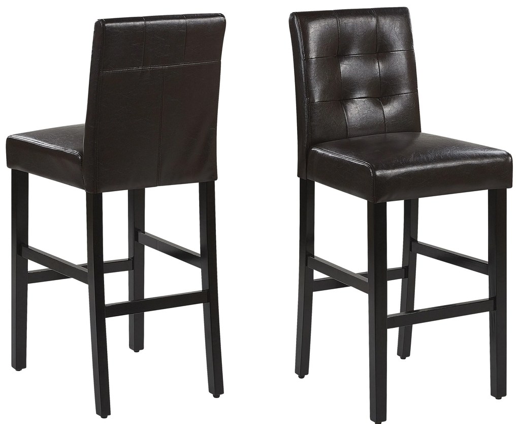 Sada 2 barových židlí z umělé kůže hnědé MADISON Beliani