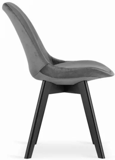 Sametové židle London šedé s černými nohami 4 ks