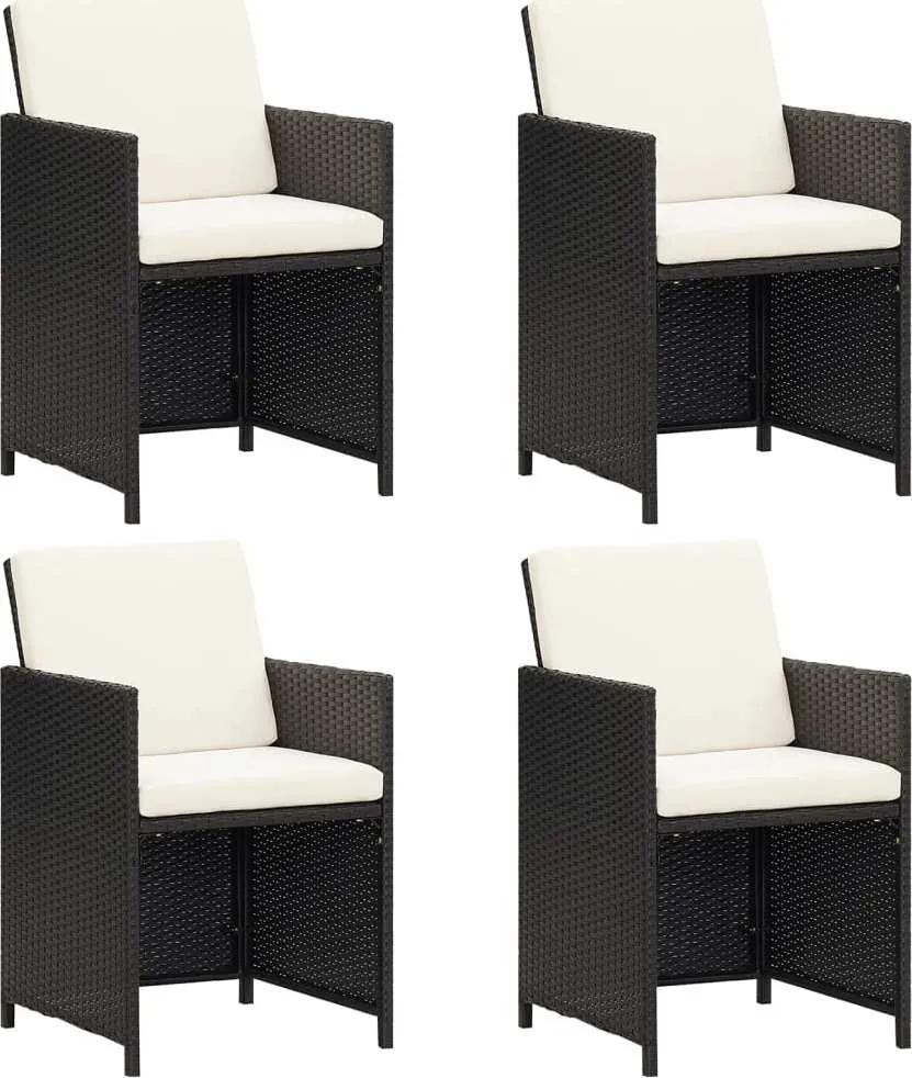 vidaXL Zahradní židle s poduškami 4 ks polyratan [316776] Barva: Černobílý