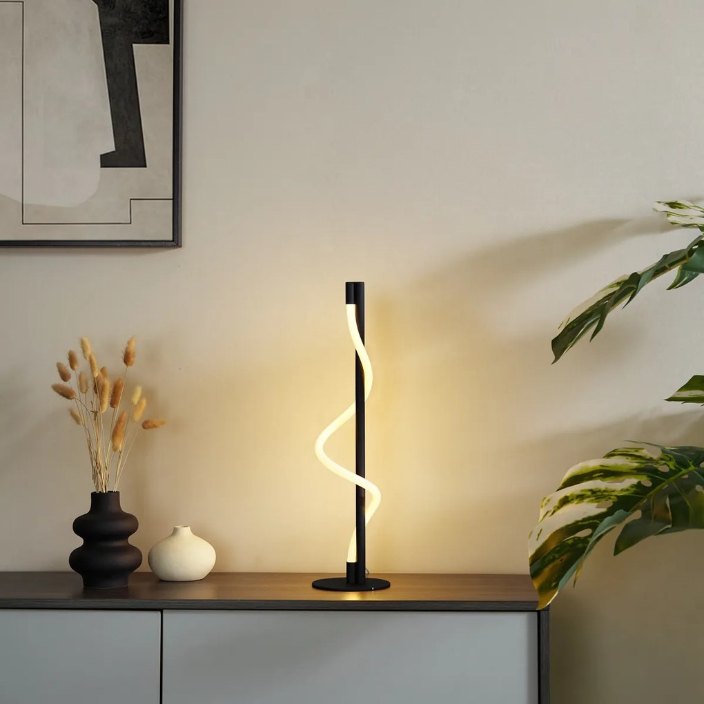 Moderní stolní lampa černá vč. LED s 3-stupňovým stmíváním - Twirl
