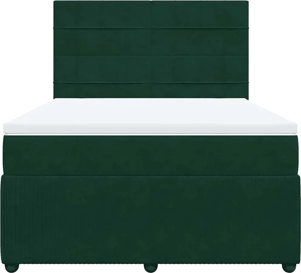 Box spring postel s matrací tmavě zelená 140x200 cm samet 3294661