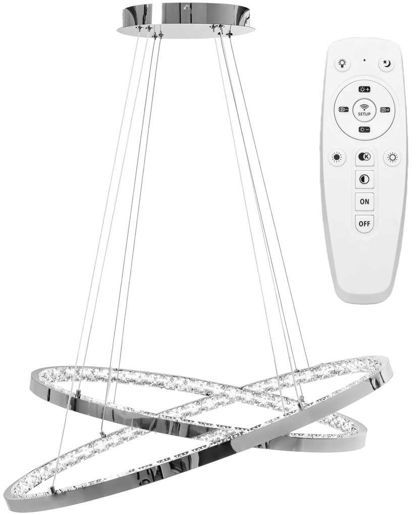 Toolight Toolight, LED křišťálové svítidlo 70x40,5cm, APP771-3CP, stříbrná, OSW-05022
