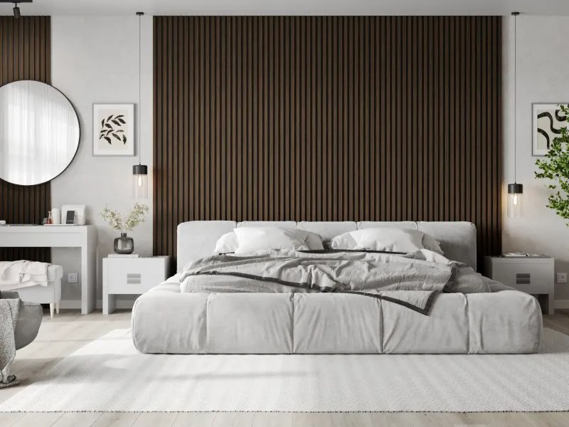 Mexen Lam-F, akustické stěnové lamely 275 × 30 cm, plstěný podklad 8 mm, technická dýha, ořech pálený, S105-275307-3015-024