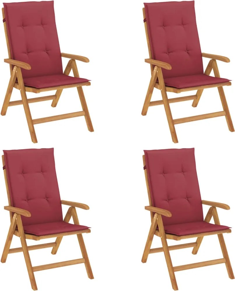 Skládací polohovací křesla s polštáři 4 ks, masivní teak 3196472
