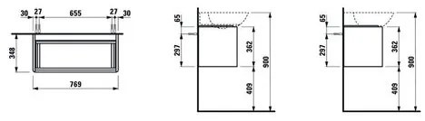 Laufen Base Skříňka pod umyvadlo 76,9 cm, tmavohnědý jilm H4030011102631