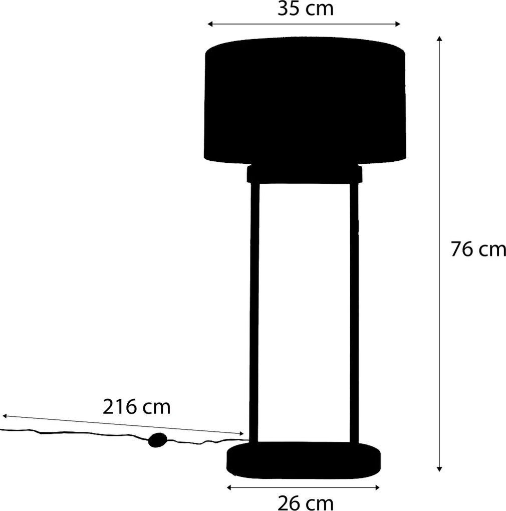 Stolní lampa černá s černým oválným stínidlem 35 cm - Thijmen