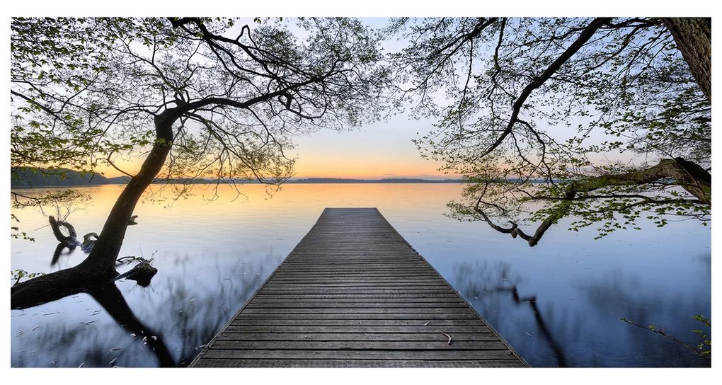 Foto obraz sklo tvrzené Molo nad jezerem