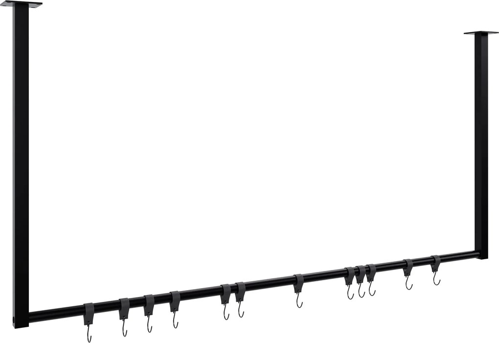 Šatní tyč Fenton 120x60 cm Sada 12 ks – černá