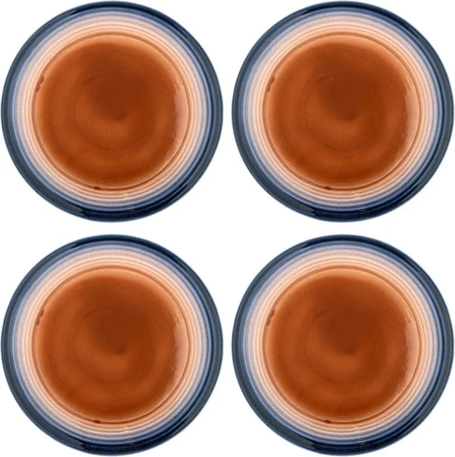 Modré/oranžové talíře v sadě 4 ks z kameniny ø 27 cm Tatum – Bloomingville