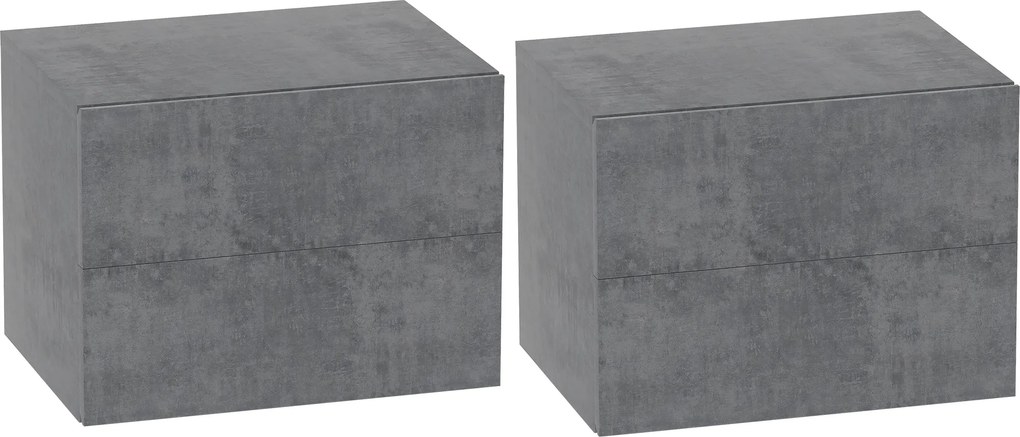 HOMCOM Sada 2 nástěnných nočních stolíků se 2 zásuvkami, noční stolky do ložnice, úsporné postranní stoly do obývacího pokoje, 40x29x30 cm, šedý ceme…