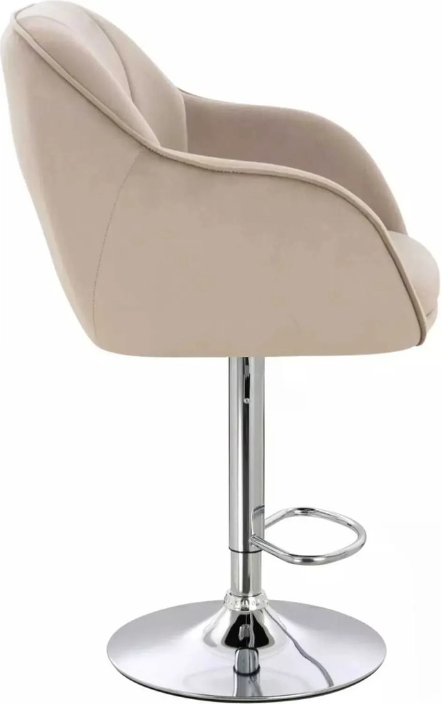 LuxuryForm DESIGN Barová židle AVOLA VELUR na stříbrné kulaté podstavě - latte