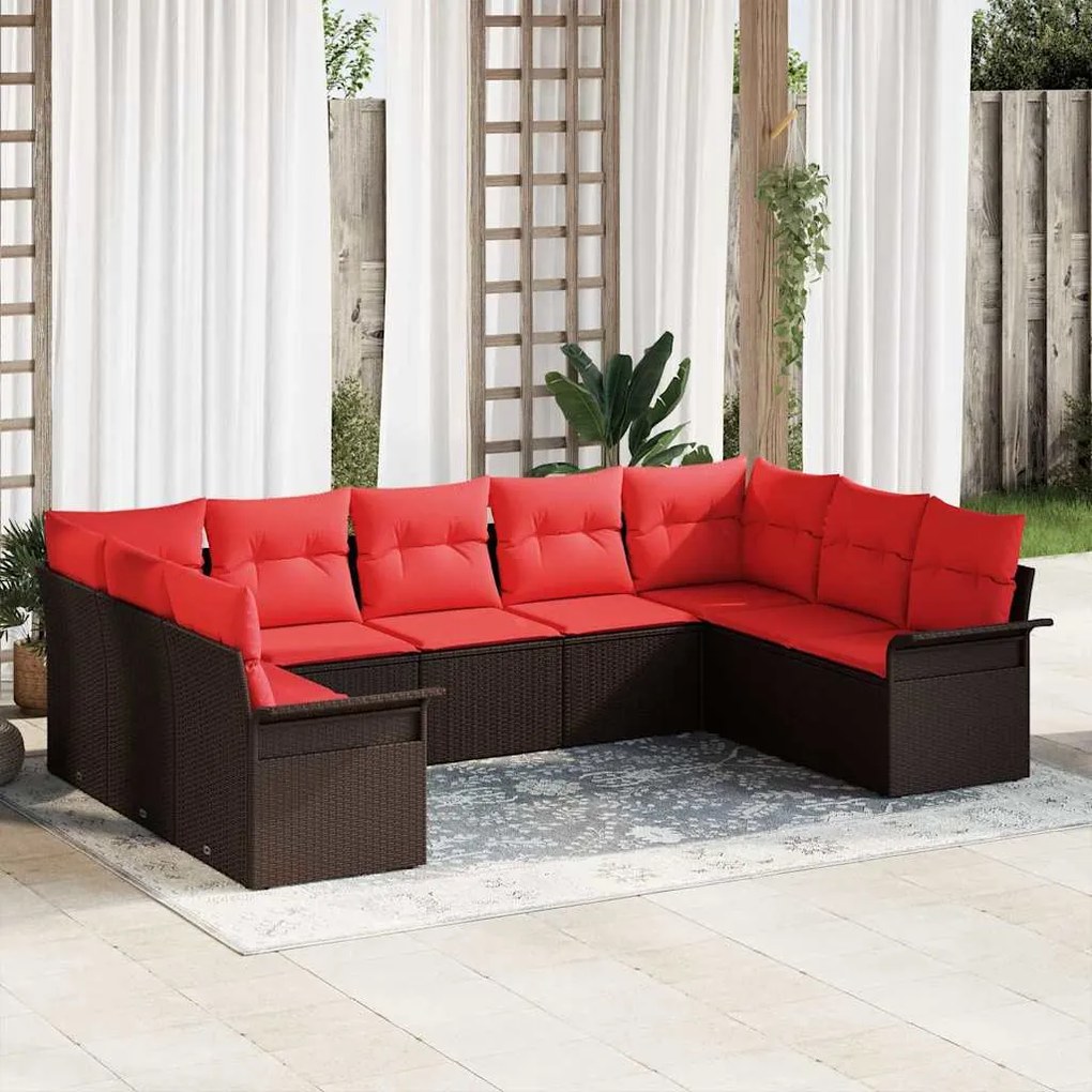 Sada zahradních pohovek 9 ks Hnědá polyratan 3345524