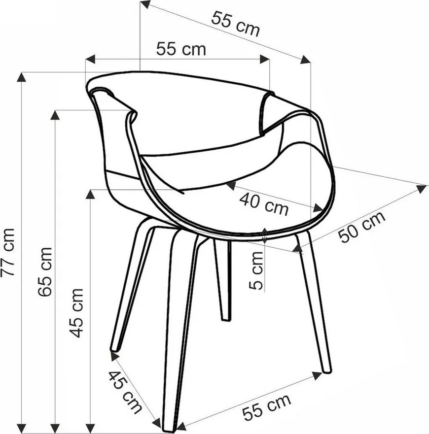 Jídelní židle Piper, černá / ořech