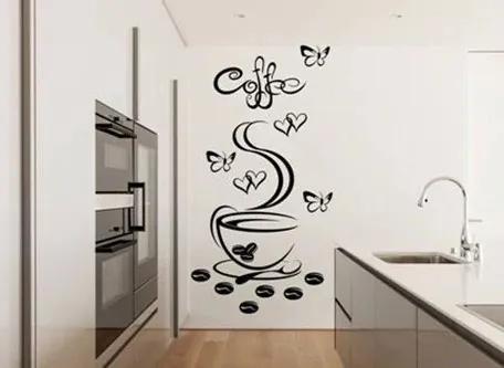 Nástěnná samolepka do kuchyně šálek horké kávy 50 x 100 cm