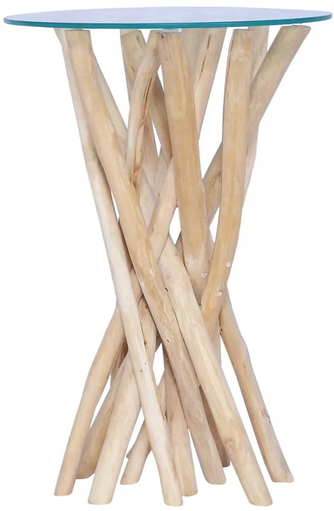 Konferenční stolek skleněná deska 35 x 35 x 50 cm masivní teak 288813