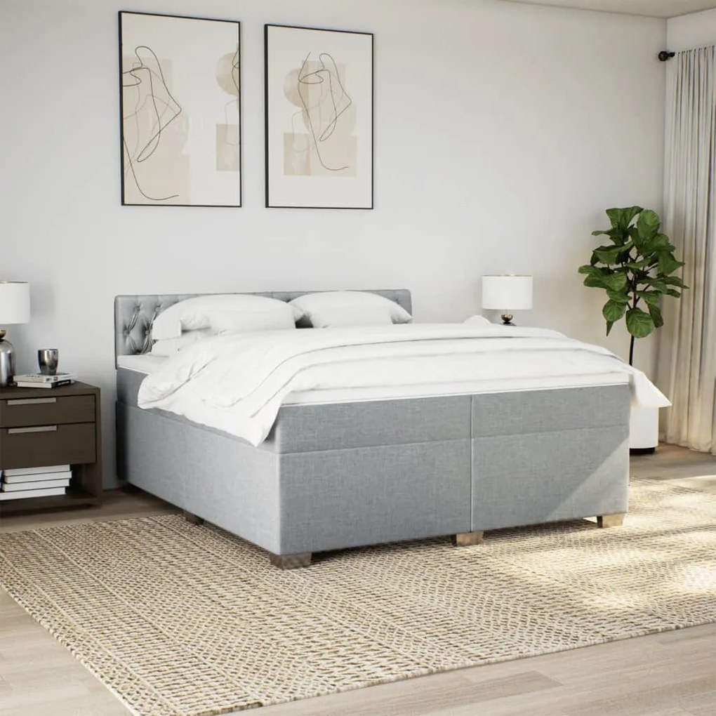 Box spring postel s matrací světle šedá 200 x 200 cm textil 3288302