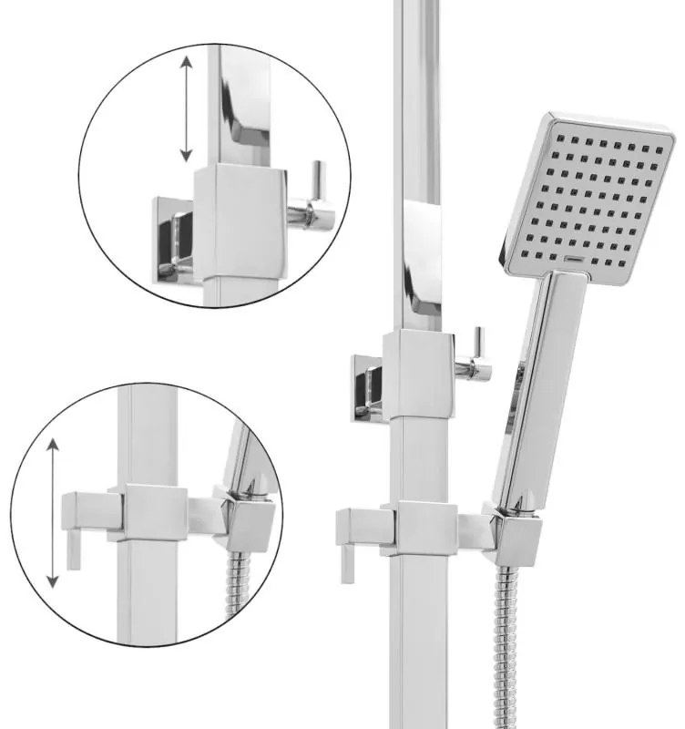 Sprchová souprava KABE s výtokem do vany - chromová - hlavice 30x30 cm