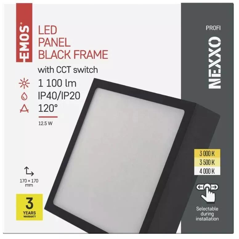 Emos lighting LED přisazený panel NEXXO 17cm, 12,5W, CCT, čtvercový Barva: Černá