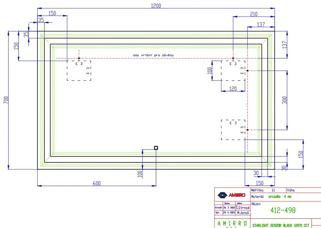 Starlight black LED zrcadlo na chodbu do předsíně nástěnné do koupelny 412-498