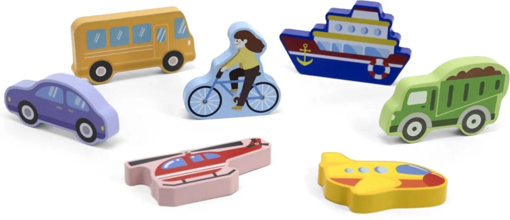 VIGA DŘEVO Vkládačka baby puzzle vkládací na desce doprava 7 dílků 447013