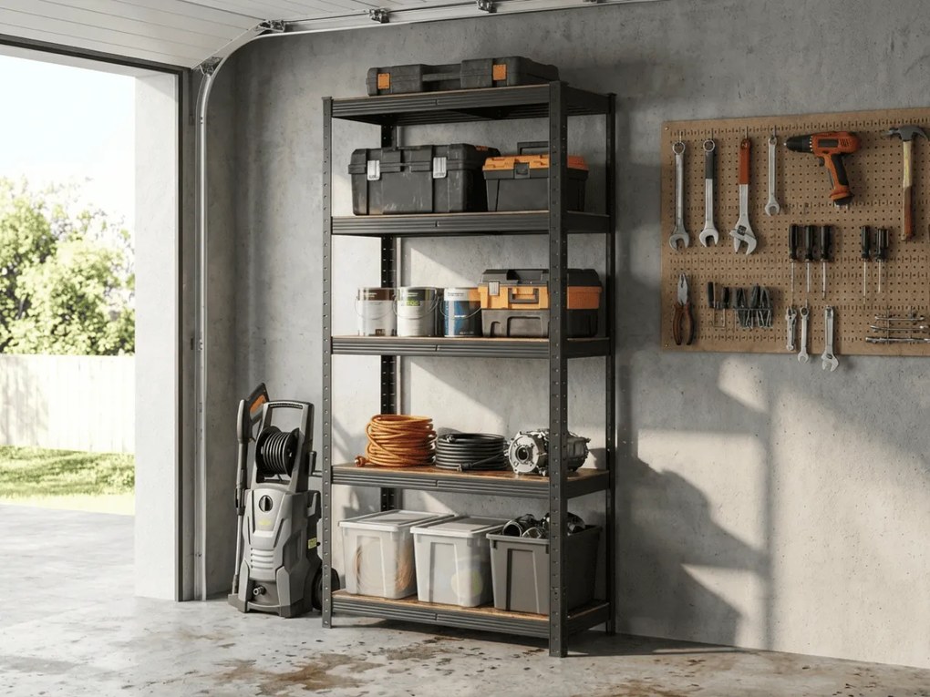 Kovový policový regál TAYLOR 5 polic 150x75 cm