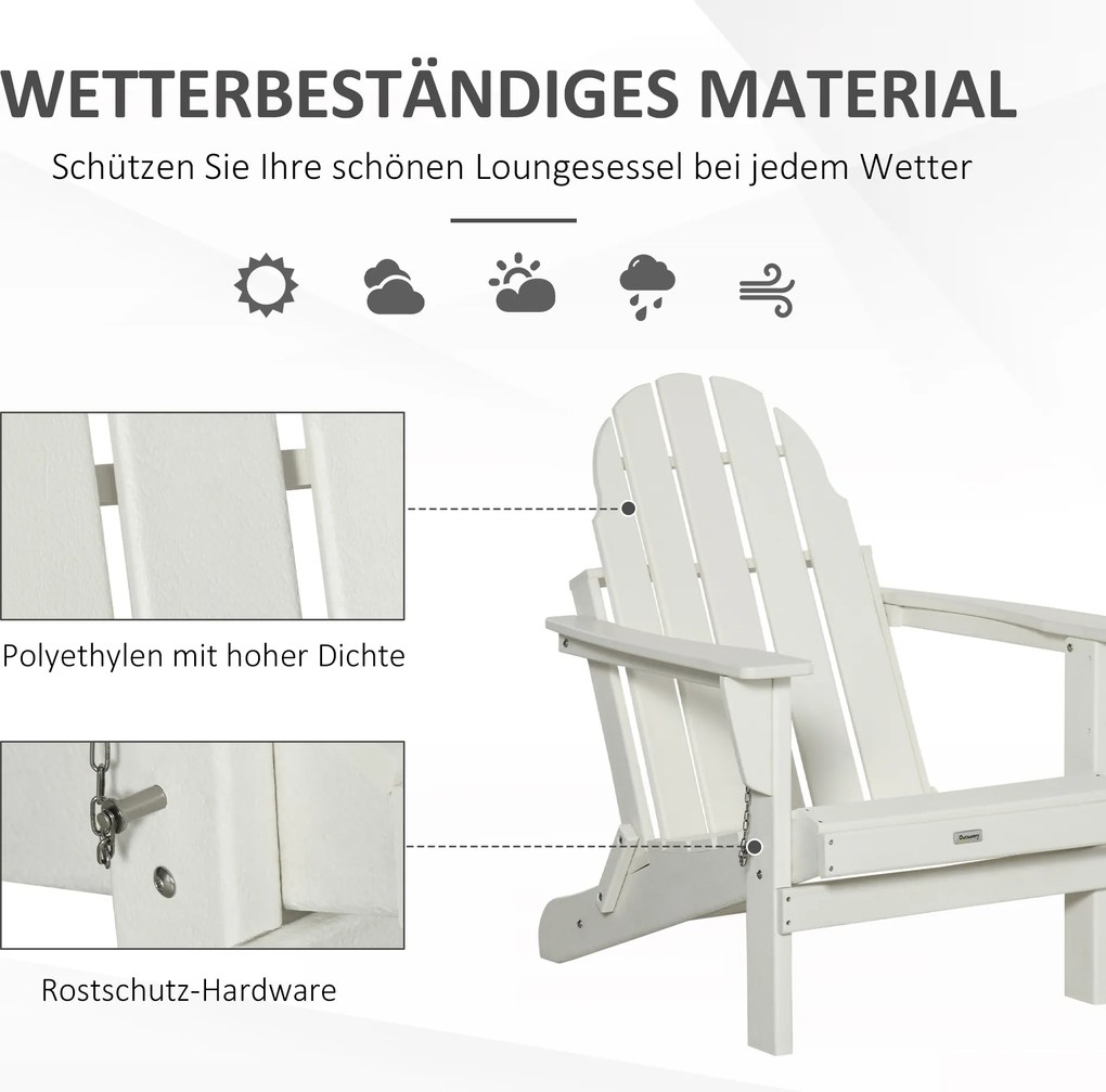 Zahradní židle, skládací židle, ergonomický design, odolná proti povětrnostním vlivům, plast, bílá, 75 x 87 x 93 cm