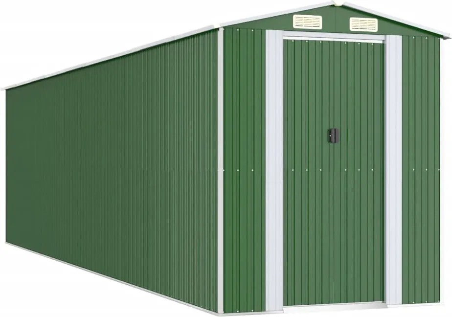 Zahradní kůlna zelená 192x772x223 cm pozinkovaná ocel 3147434