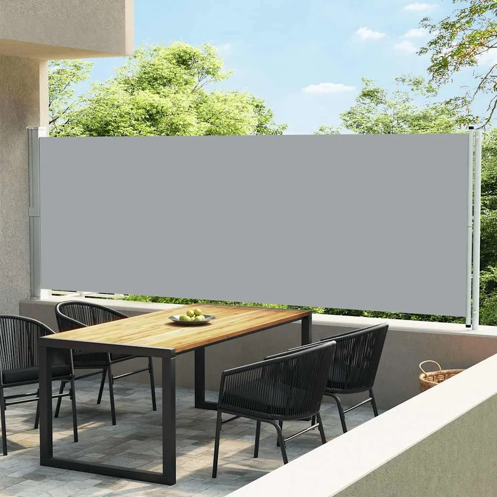 vidaXL Marketos Zatahovací boční markýza / zástěna 600 x 160 cm šedá