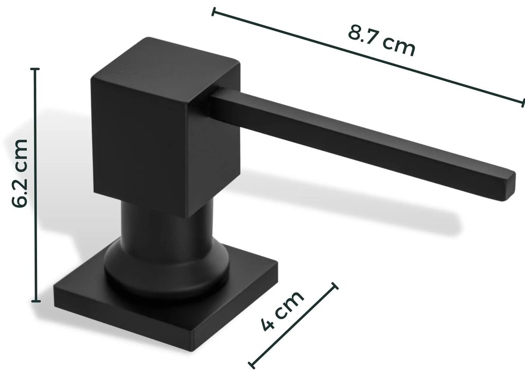Sink Quality Quatro, dávkovač saponátu pro kuchyňský dřez 400ml, černá matná, SKQ-DOK-BK