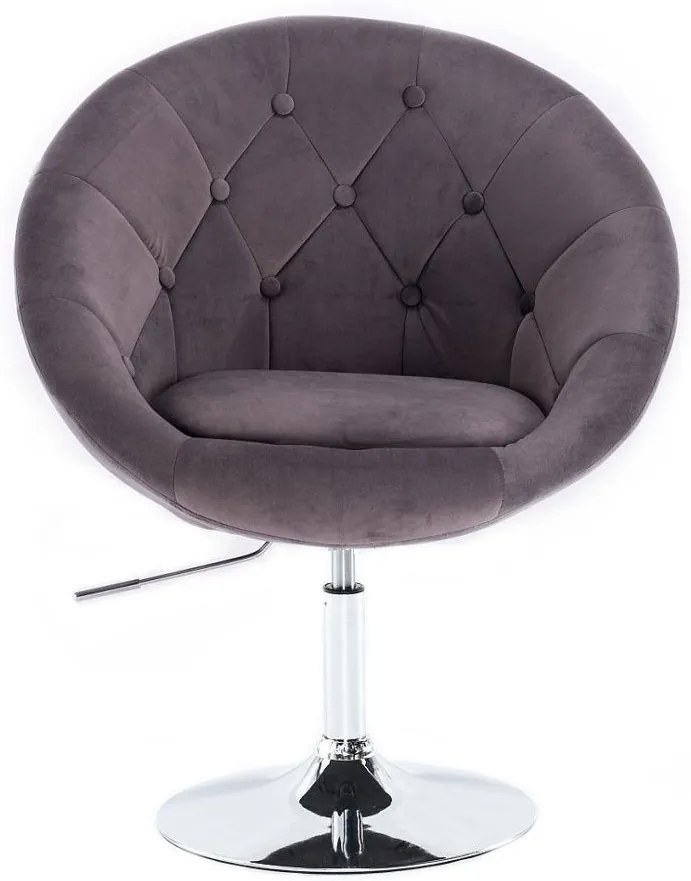 LuxuryForm DESIGN Otočné křeslo VERA VELUR na stříbrném talíři - tmavě šedé