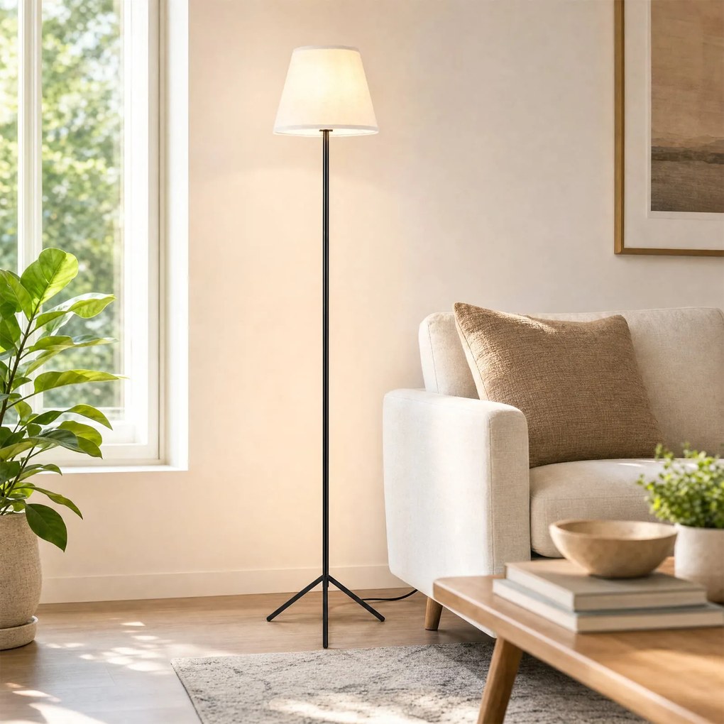 Costway Moderní stojací lampa s látkovým stínidlem E 27 Stojací lampa s kovovým
