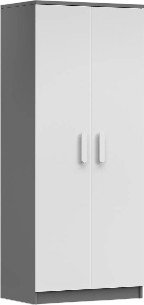 IDZ Šatní skříň SMYK II 2D 06, 80 cm Bílá / Grafit + Barevné úchytky Barva: Dub