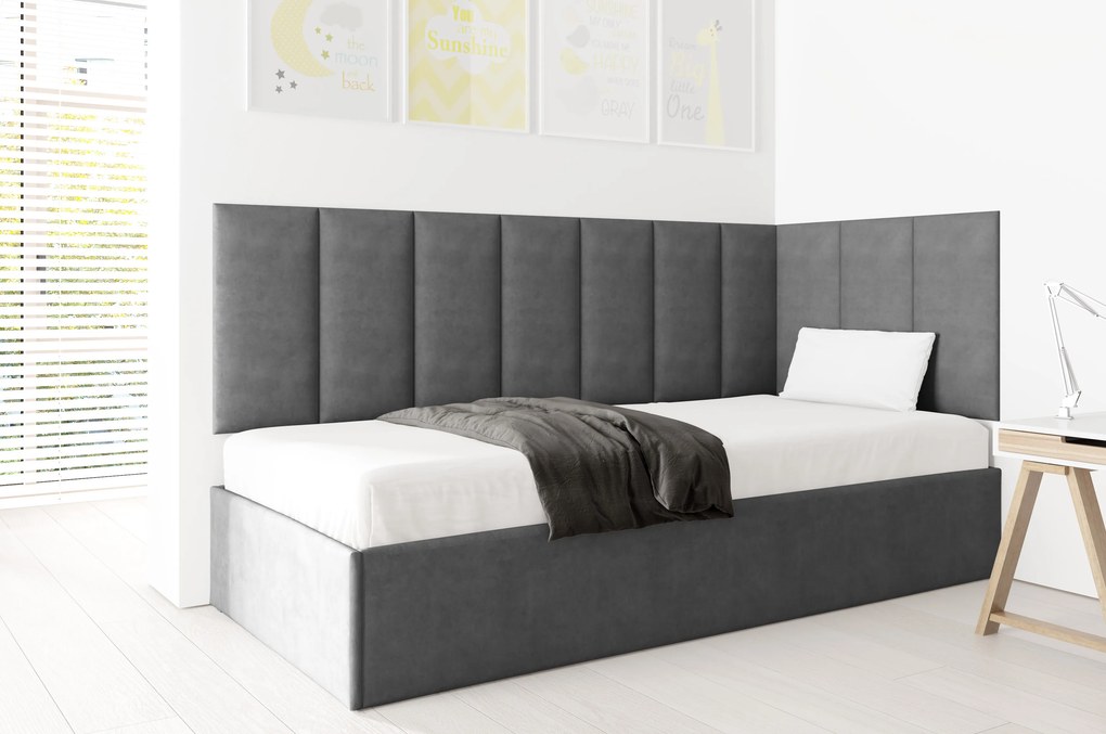 Eka Čalouněná postel Lucy s čalouněnými panely ZDARMA - 90x200 cm Barva látky Trinity: Modrá (Trinity 2313)