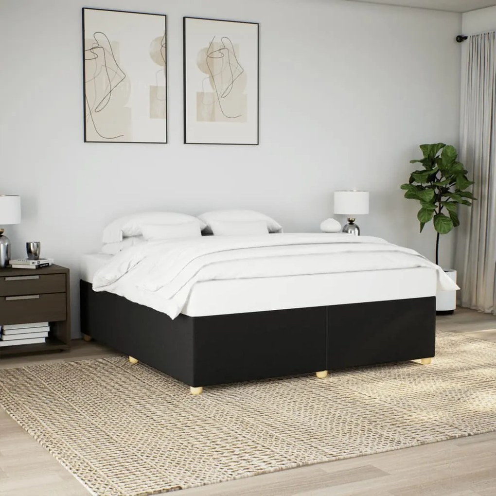 Rám postele bez matrace černý 200 x 200 cm textil 3284759