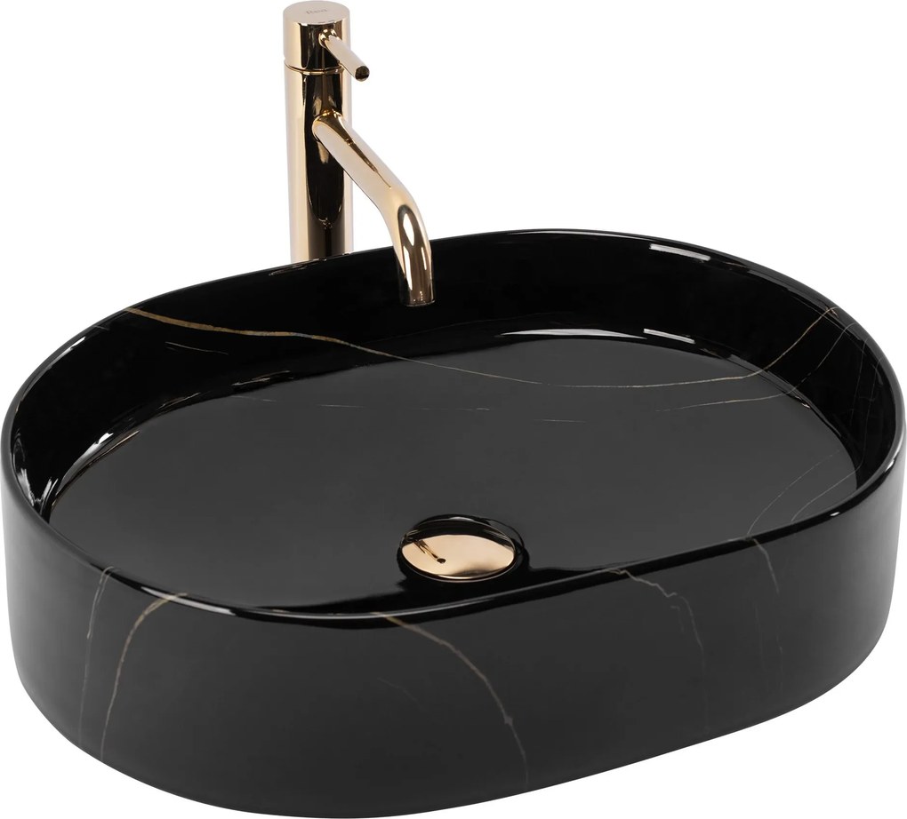 Rea Nadia, umyvadlo na desku 500x380x120 mm, imitace kamene - Black Stone, REA-U9240