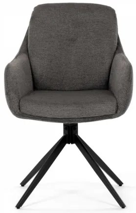 Jídelní židle 180° otočná lanýžová voděodolná látka, černý kov DCH-P3174 GREY2