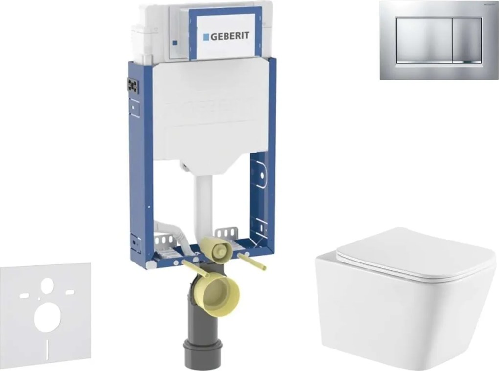 Geberit Kombifix - Set předstěnové instalace, klozetu Arkas I a sedátka softclose, tlačítko Sigma20, lakovaný chrom mat/chrom SANI15CA2109